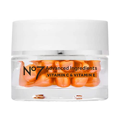 No7 Advanced Ingredients Vitamin C & Vitamin E Capsules - Potent Vitamin C Serum Capsules with Vitamin E for Hydration - Dark Spot Corrector for Daily Use (30 Count)