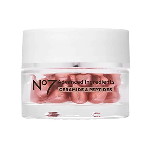 No7 Advanced Ingredients Ceramide & Peptide Capsules - Anti Aging Serum Helps Reduce Fine Lines and Wrinkles - Single Use Ceramide Capsules with Peptide Serum (30 Count)