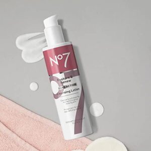 No.7 No7 Restore & Renew Dual Action Cleansing Lotion - Facial Cleanser & Exfoliant with Alpha Hydroxy Acid - Cleansing Lotion Makeup Remover for Anti Aging