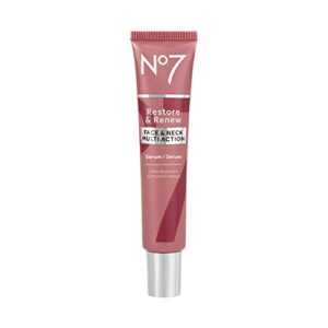 no7 restore & renew face & neck multi action serum – collagen peptide anti aging facial serum – hyaluronic acid hydrating serum + pro retinol skin & neck firming hibiscus peptides (30ml)