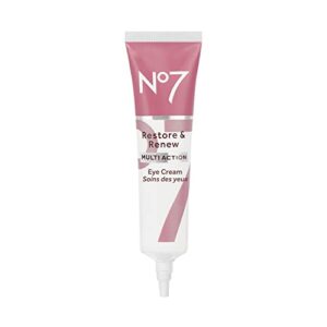 no.7 restore & renew multi action eye cream – skin renewing under eye cream for puffiness and dark circles – eye moisturizing brightening cream for anti wrinkles + skin firming (15ml)