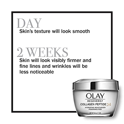 Olay Regenerist Collagen Peptide 24 Face Moisturizer Cream with Niacinamide for Firmer Skin, Anti-Wrinkle Fragrance-Free 1.7 oz, Includes Olay Whip Travel Size for Dry Skin