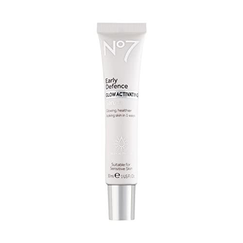 No7 Early Defense Glow Activating Serum - Anti Aging Serum with Peptides for Fine Lines and Wrinkles - Healthy Looking Skin Glowing Face Serum (50 ml)