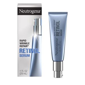 neutrogena rapid wrinkle repair retinol face serum, daily anti-aging serum for face with retinol & hyaluronic acid to fight fine lines, wrinkles, & dark spots, 1 fl. oz