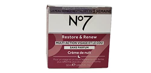 No. 7 No Restore and Renew Face Neck Multi Action Fragrance Free Cream - Day Night Bundle 1.69 fl oz Each by SPF 30 in 2 Pack (1.69 Ounce) jt56191