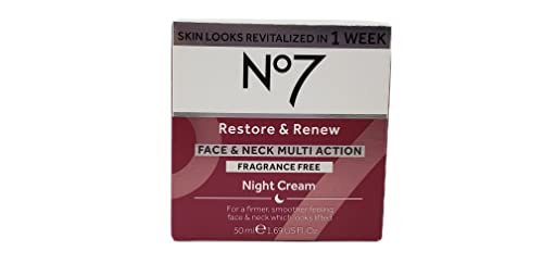 No. 7 No Restore and Renew Face Neck Multi Action Fragrance Free Cream - Day Night Bundle 1.69 fl oz Each by SPF 30 in 2 Pack (1.69 Ounce) jt56191