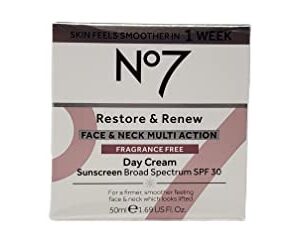 No. 7 No Restore and Renew Face Neck Multi Action Fragrance Free Cream - Day Night Bundle 1.69 fl oz Each by SPF 30 in 2 Pack (1.69 Ounce) jt56191