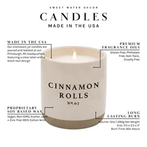 Sweet Water Decor Cinnamon Rolls Soy Candle | Cinnamon, Icing, and Cinnamon Buttery Pastry Scented Candles for Home | 12oz Cream Stoneware Jar, 60+ Hour Burn Time, Made in the USA