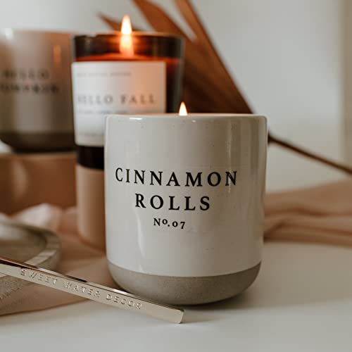 Sweet Water Decor Cinnamon Rolls Soy Candle | Cinnamon, Icing, and Cinnamon Buttery Pastry Scented Candles for Home | 12oz Cream Stoneware Jar, 60+ Hour Burn Time, Made in the USA