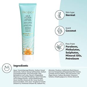 Pacifica Beauty Sea Foam Face Cleanser, Daily Gentle Foaming Face Wash, With Coconut Water + Sea Algae Complex, Removes Makeup, For Combination and Oily Skin, Vegan and Cruelty Free, Clean Skin Care