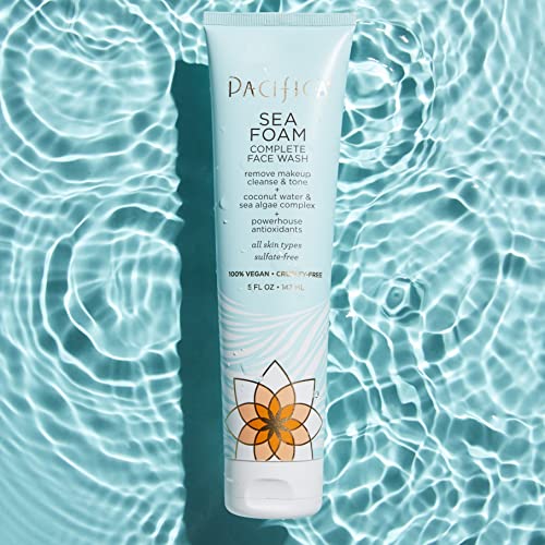 Pacifica Beauty Sea Foam Face Cleanser, Daily Gentle Foaming Face Wash, With Coconut Water + Sea Algae Complex, Removes Makeup, For Combination and Oily Skin, Vegan and Cruelty Free, Clean Skin Care