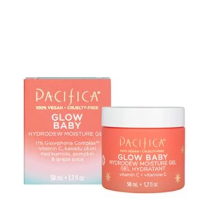 pacifica beauty, glow baby hydrodew gel face moisturizer, dewy glowing skin, vitamin c, niacinamide, fine lines, dryness, dull skin, non-sticky formula, hydrating, vegan & cruelty free