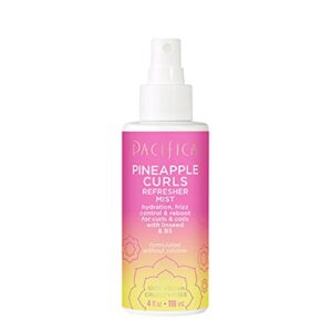 pacifica beauty, pineapple curls refresher mist, refresher spray for curls, coils and waves, for textured curly hair, 100% vegan and cruelty free, sulfate and paraben free, clean hair care, 4 fl oz