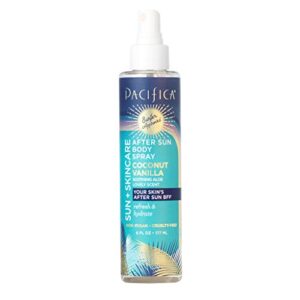 pacifica beauty, suncare + skincare after sun body spray coconut, aloe, cucumber, calendula, refresh + hydrate, sun burn relief, vegan