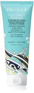 pacifica beauty, coconut power strong & long moisturizing conditioner, hydrating + nourishing, for dry, damaged, color treated hair, silicone free, sulfate free, vegan & cruelty free