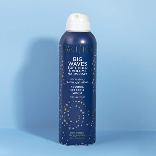 Pacifica Beauty, Big Waves Soft Hold & Volume Non-Aerosol Hairspray, Coconut, Sea Salt, Vanilla, For All Hair Types, Beachy, Anti-Frizz, Long-Lasting Hold, Benzene-Free, Vegan & Cruelty Free