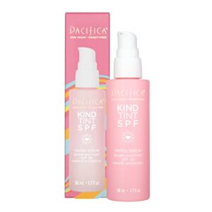 pacifica beauty, kind tint spf 30 tinted sunscreen, broad spectrum uva/uvb sun protection, mineral sunscreen with zinc oxide, vegan collagen, makeup primer, moisturizer, for all skin tones, vegan