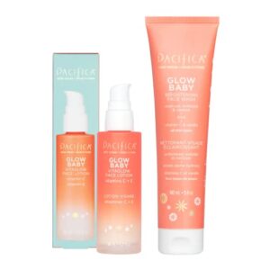 pacifica beauty | glow baby brightening face wash + glow baby vitaglow hydrating face moisturizer set | contains vitamin c | for all skin types | 100% vegan and cruelty free | clean skin care