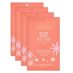 pacifica beauty, glow baby brightening face mask, sheet mask, skincare, vitamin c, aloe, kelp, brightening, glowing skin, dullness, fine lines, dark spots, dry skin, vegan & cruelty free