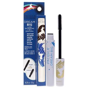 pacifica beauty dream big lash extending 7 in 1 black mascara, for volume and length, lash lift + conditioning, vitamin b + coconut, silicone, sulfate + paraben free, vegan and cruelty free