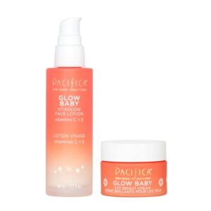 pacifica beauty | glow baby vitaglow hydrating face moisturizer + eye cream set | vitamin c, caffeine, hyaluronic acid | brightening, glowing | 100% vegan and cruelty free | clean skin care