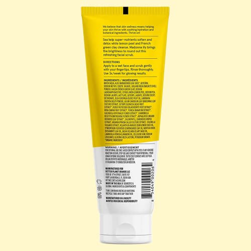 Acure Brightening Facial Scrub - 4 Fl Oz - All Skin Types, Sea Kelp & French Green Clay - Softens, Detoxifies and Cleanses