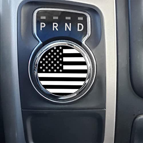 Dial Shifter Trim Plate Etched American Flag Emblem, Gear Shift Switch Knob Cover Fit for Chrysler Pacifica, Chrysler 200/300, Dodge Durango, Voyager, Dodge Ram 1500 & 2500.