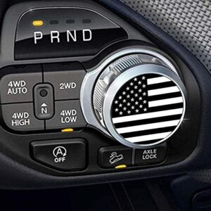 Dial Shifter Trim Plate Etched American Flag Emblem, Gear Shift Switch Knob Cover Fit for Chrysler Pacifica, Chrysler 200/300, Dodge Durango, Voyager, Dodge Ram 1500 & 2500.