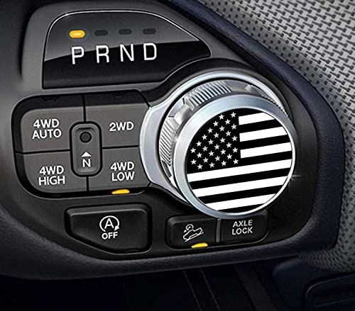 Dial Shifter Trim Plate Etched American Flag Emblem, Gear Shift Switch Knob Cover Fit for Chrysler Pacifica, Chrysler 200/300, Dodge Durango, Voyager, Dodge Ram 1500 & 2500.