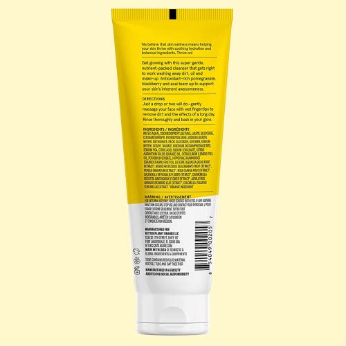 Acure Brightening Cleansing Gel, 100% Vegan for A Brighter Appearance, Pomegranate, Blackberry & Acai, Antioxidant, Rich & Super Gentle, All Skin Types, Superfruit + Chlorella, 4 Fl Oz