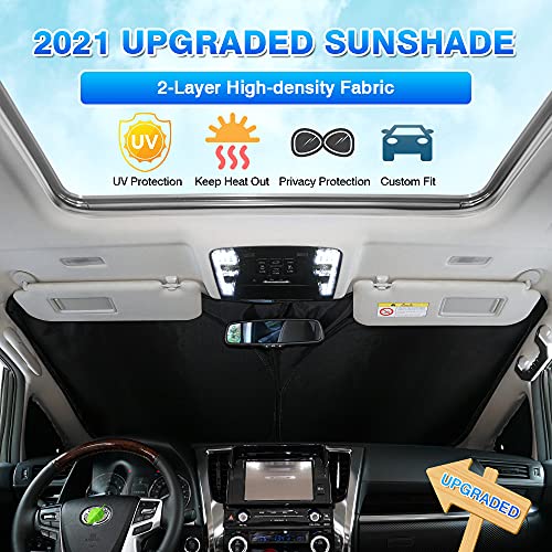 T TGBROS Windshield Sunshade for 2017 2018 2019 2020 2021 Chrysler Pacifica Minivan Window Sun Shade Foldable Sun Shield Upgrade Reflective Polyester Cover Block Heat and Sun