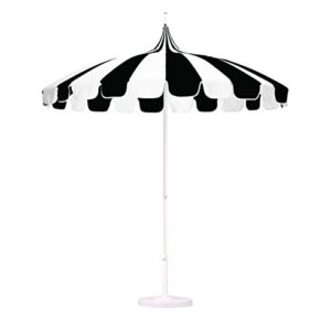 California Umbrella 8.5' Rd. Pagoda Market Umbrella, Silver Pole, 100% Acrylic Black and White Pacifica Fabric