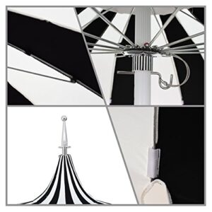 California Umbrella 8.5' Rd. Pagoda Market Umbrella, Silver Pole, 100% Acrylic Black and White Pacifica Fabric