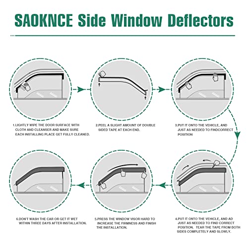 SAOKNCE 4 Pieces Tape-on Extra Durable Rain Guards Fit for 2017-2022 Chrysler Pacifica,Window Deflectors,Window Visors (Smoke Black) 94207