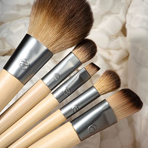 EcoTools Makeup Brush Set for Eyeshadow, Foundation, Blush, and Concealer with Bonus Storage Case, Start the Day Beautifully, Travel Friendly, 6 Piece Set