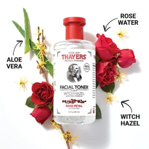 THAYERS Alcohol-Free Rose Petal Witch Hazel Facial Toner with Aloe Vera Formula, 12 Ounce