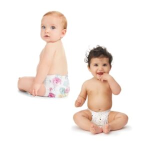 The Honest Company Clean Conscious Diapers | Plant-Based, Sustainable | Young At Heart + Rose Blossom | Club Box, Size 2 (12-18 lbs), 76 Count