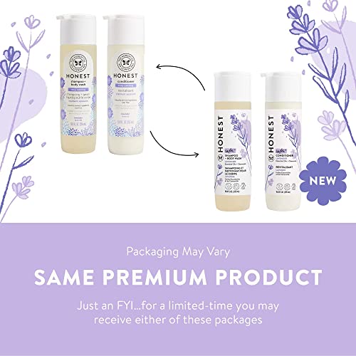 The Honest Company Silicone-Free Conditioner & 2-in-1 Cleansing Shampoo + Body Wash Duo | Gentle for Baby | Naturally Derived | Lavender Calm, 20 fl oz