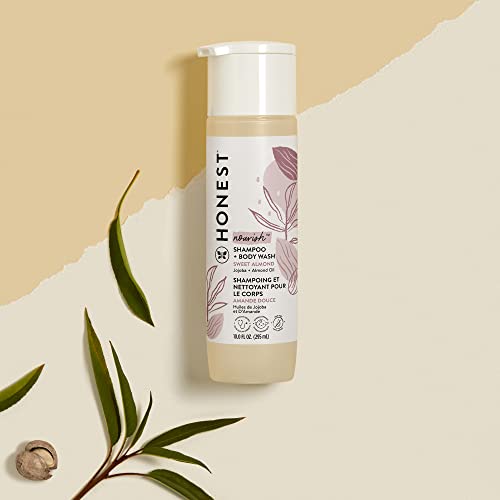 The Honest Company 2-in-1 Cleansing Shampoo + Body Wash | Gentle for Baby | Naturally Derived, Tear-free, Hypoallergenic | Sweet Almond Nourish, 10 fl oz