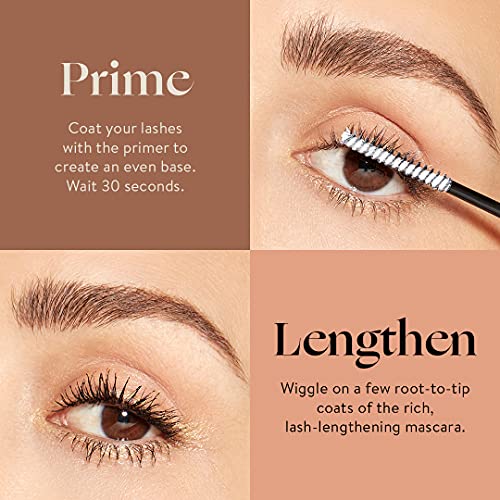 Honest Beauty Extreme Length Mascara + Lash Primer | 2-in-1 Boosts Lash Length, Volume & Definition | Silicone Free, Paraben Free, Dermatologist & Ophthalmologist Tested | 0.2 Fl Oz, Black