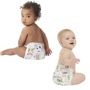 The Honest Company Clean Conscious Diapers | Plant-Based, Sustainable | Barnyard Babies + It’s A Pawty | Club Box, Size 7 (41+ lbs), 36 Count