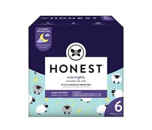 the honest company clean conscious overnight diapers | plant-based, sustainable | sleepy sheep | club box, size 6 (35+ lbs), 42 count