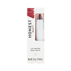 Honest Beauty Lip Crayon-Demi-Matte, Mulberry with Jojoba Oil & Shea Butter | Lightweight, High-Impact Color | EWG Certified + Dermatologist tested + Hypoallergenic & Cruelty free | 0.105 oz.