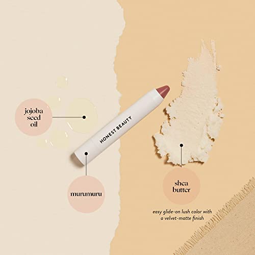 Honest Beauty Lip Crayon-Demi-Matte, Mulberry with Jojoba Oil & Shea Butter | Lightweight, High-Impact Color | EWG Certified + Dermatologist tested + Hypoallergenic & Cruelty free | 0.105 oz.