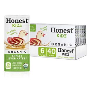 honest kids appley ever after, organic juice drink, 6 fl oz juice boxes, pack of 40, apple, 6 fl oz (pack of 40)