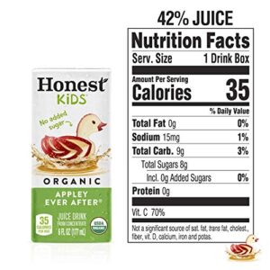 Honest Kids Appley Ever After, Organic Juice Drink, 6 Fl oz Juice Boxes, Pack Of 40, Apple, 6 Fl Oz (Pack of 40)