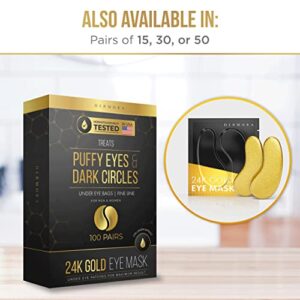 DERMORA 24K Gold Eye Mask Puffy Eyes and Dark Circles Treatments Look Less Tired and Refresh Your Skin, 20 Pairs