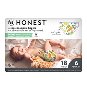 the honest company – eco-friendly and premium disposable diapers – pandas, size 6 (35+ lbs), 18 count