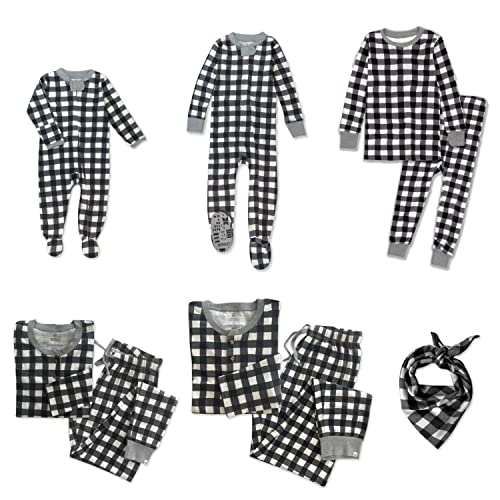 HonestBaby Baby Toddler Organic Cotton Holiday Family Jammies, Painted Buffalo Check Print, 2-Piece Pajama Set 5T