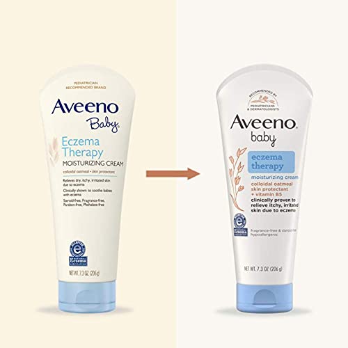 Aveeno Baby Eczema Therapy Moisturizing Cream, Natural Colloidal Oatmeal & Vitamin B5, Moisturizes & Relieves Dry, Itchy, Irritated Skin, Paraben & Steroid & Fragrance Free, 7.3 Oz